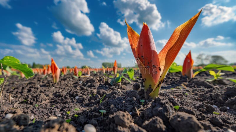 The Blooming Orange Sprout.AI Generated Image Stock Photo - Image of ...