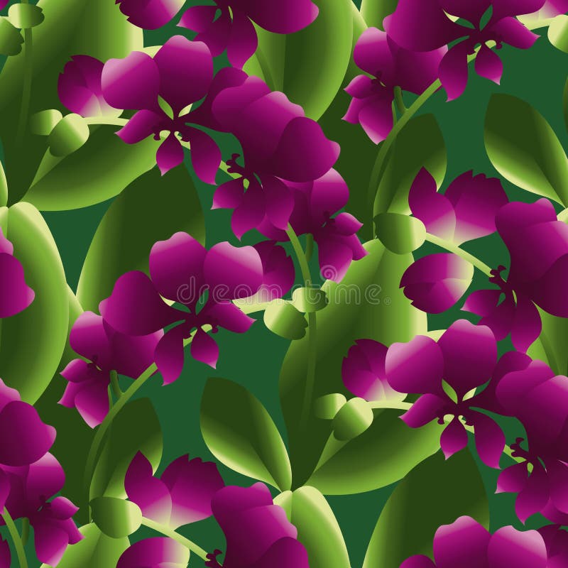 Blooming Orchid Colorful Seamless Vector Pattern Stock Vector ...