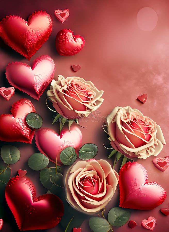 Blooming Red Roses with Heart Suitable As Background Stock Image ...