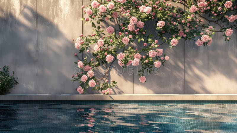 Blooming Rose Bush on the Pool Terrace Stock Image - Image of plant ...