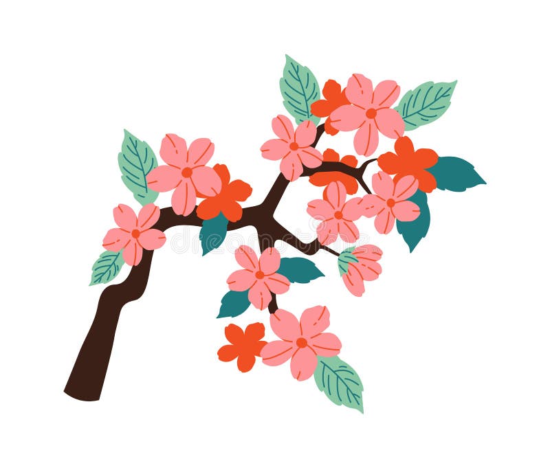 Blooming Sakura Flat Icon Cherry Blossom Tree Stock Vector ...