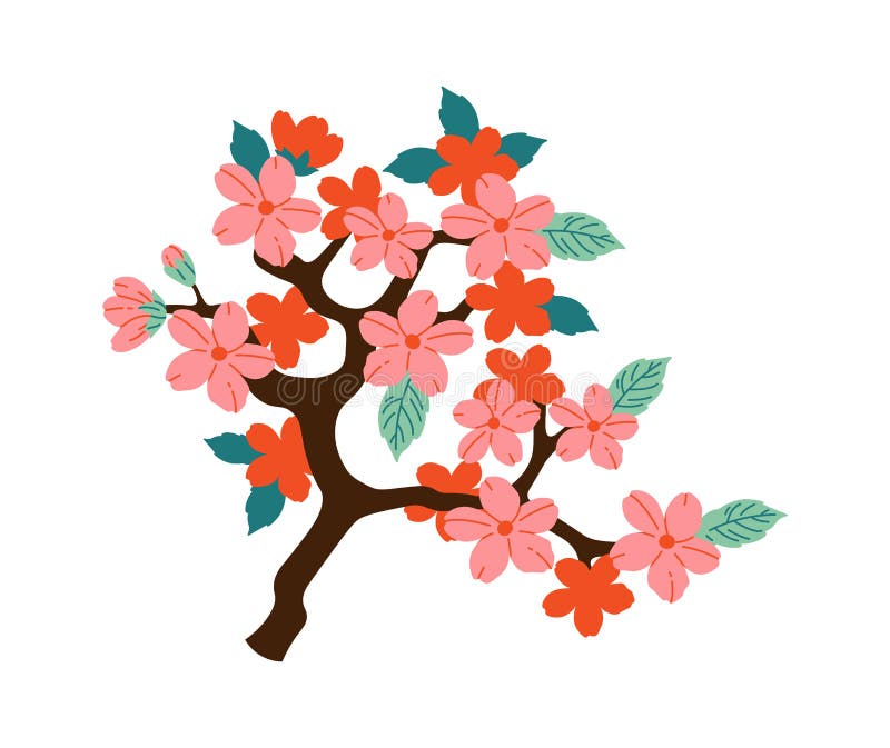 Blooming Sakura Flat Icon Cherry Blossom Tree Stock Vector ...