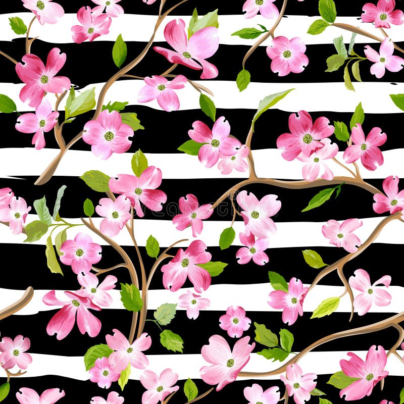 Blooming Spring Flowers Pattern Background. Seamless Fashion Print ...