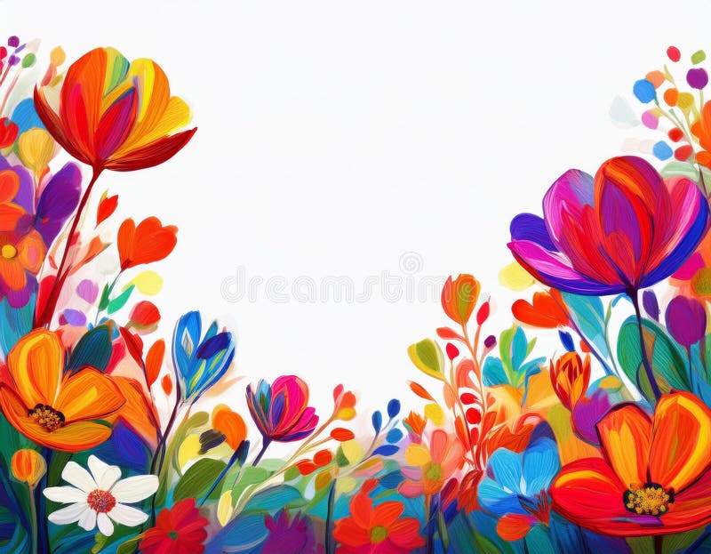 Blooming Spring Flowers with White Copyspace Perfect Background for ...