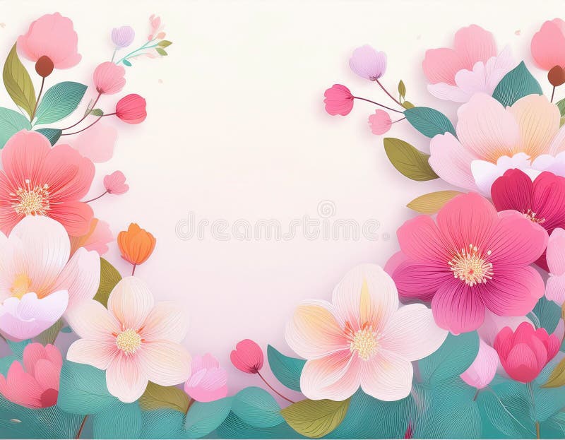 Blooming Spring Flowers with White Copyspace Perfect Background for ...