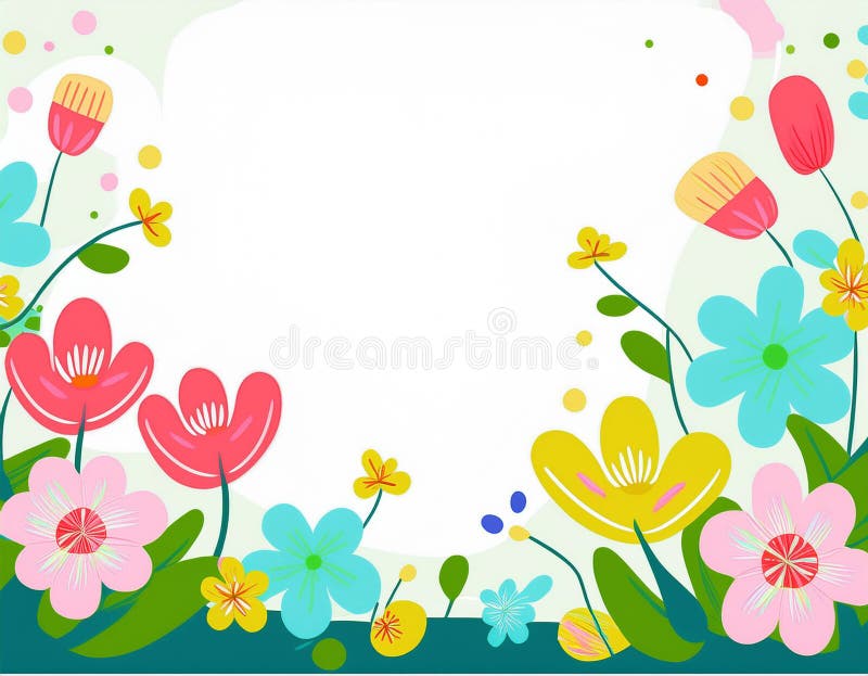 Blooming Spring Flowers with White Copyspace Perfect Background for ...