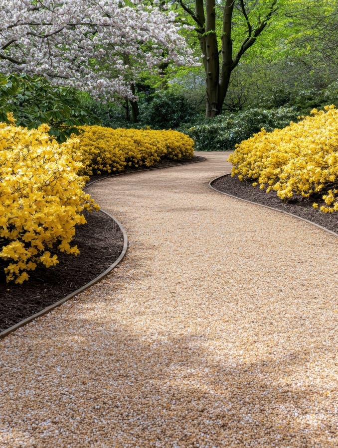 Blooming Spring Garden Path Stock Illustration - Illustration of beauty ...