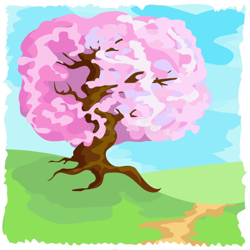 Blooming tree stock vector. Illustration of countryside - 55516904