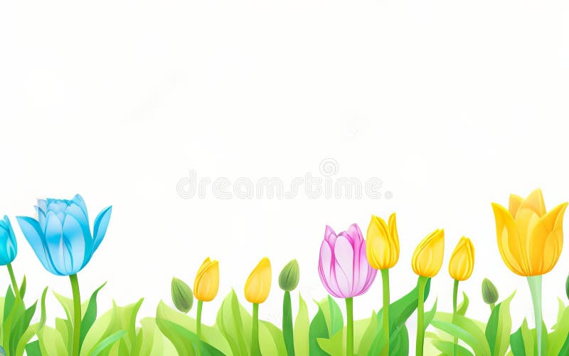 Blooming Tulip Delight: Floral Border and Spring Seamless Pattern ...