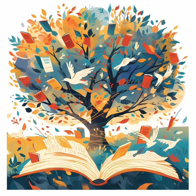 Blooming Wisdom: an Image of Knowledge Trees Flourishing Stock ...