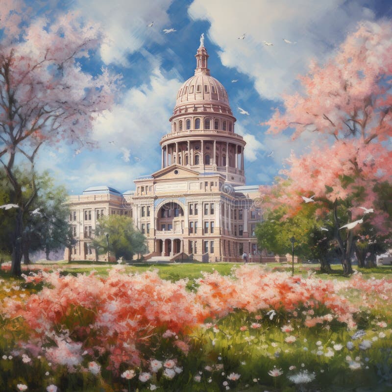 Blooms of Glory: Impressionistic Spring at the Texas Capitol Stock ...