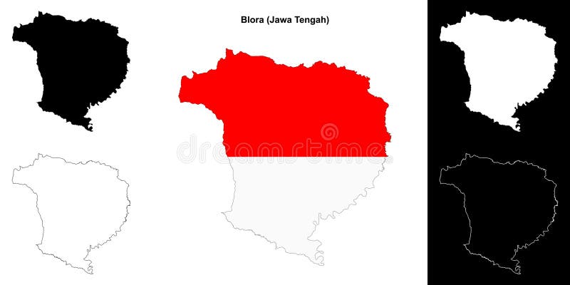 Blora outline map stock vector. Illustration of vector - 356958103