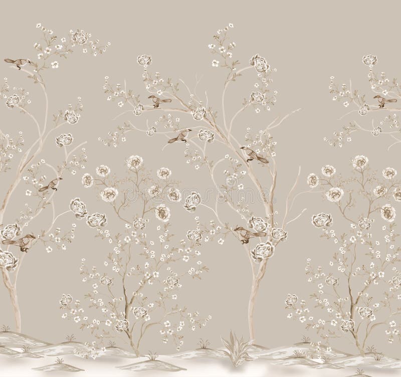 Blossom Tree, Beautiful Leave, Butterfly, and Bird Stock Illustration ...