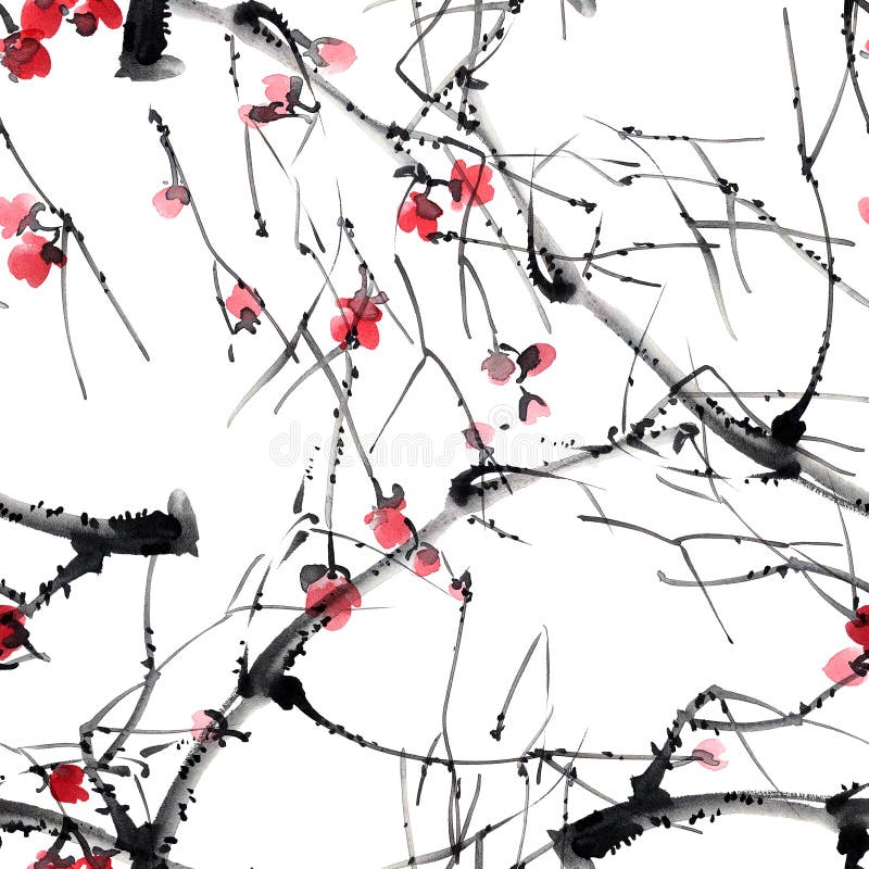 Blossom tree pattern stock illustration. Illustration of artwork - 97963464