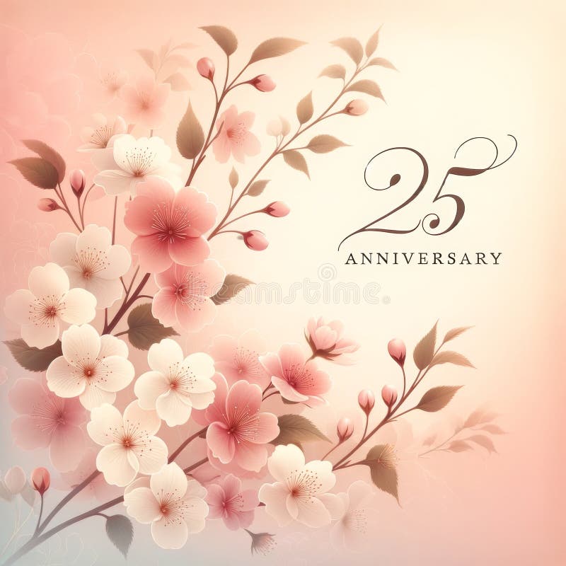 Blossoming Affection for 25th Anniversary Milestone Stock Illustration ...