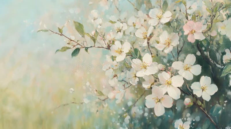 Blossoming Apple Tree in a Spring Meadow a Close-up of an Background ...