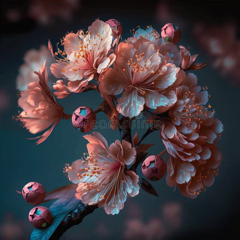 Blossoming Cherry Trees in Spring,Spring Background Stock Illustration ...