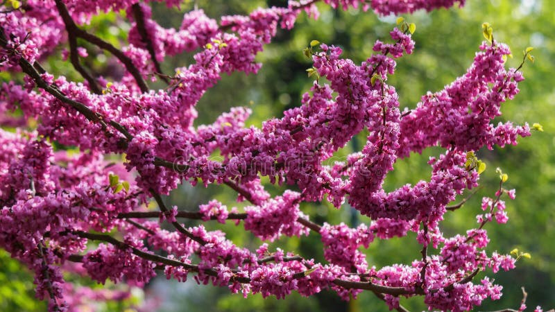 Blossoming Redbud Tree Closeup Stock Photo - Image of growth ...