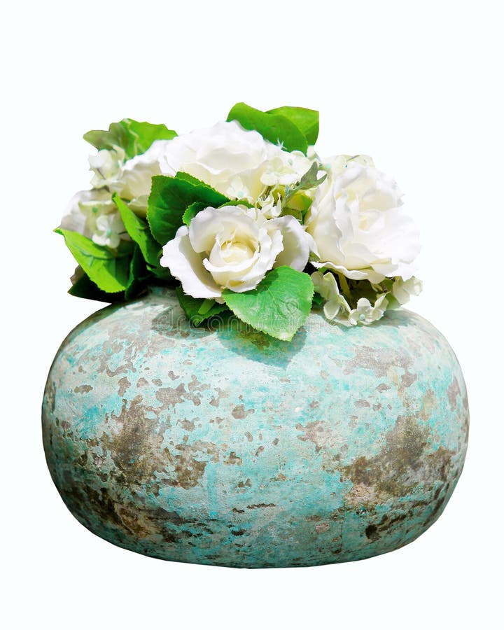 Blossoming Spring Roses in Vintage Jug Stock Photo - Image of plant ...