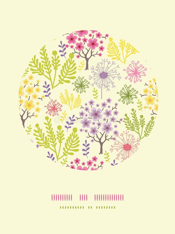Blossoming Trees Circle Decor Pattern Background Stock Vector ...