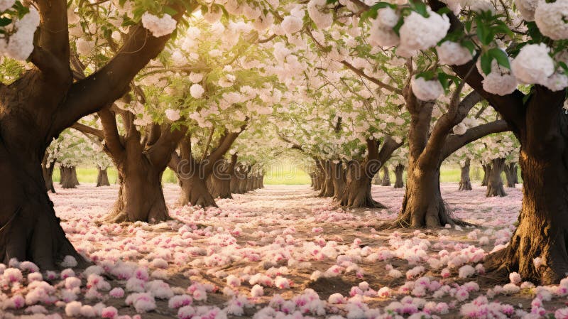 Blossoms Apple Tree with Roots Stock Illustration - Illustration of ...