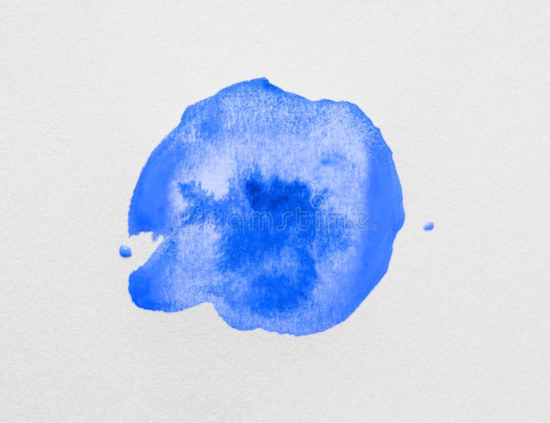 Blot of Light Blue Ink on White Background, Top View Stock Photo ...