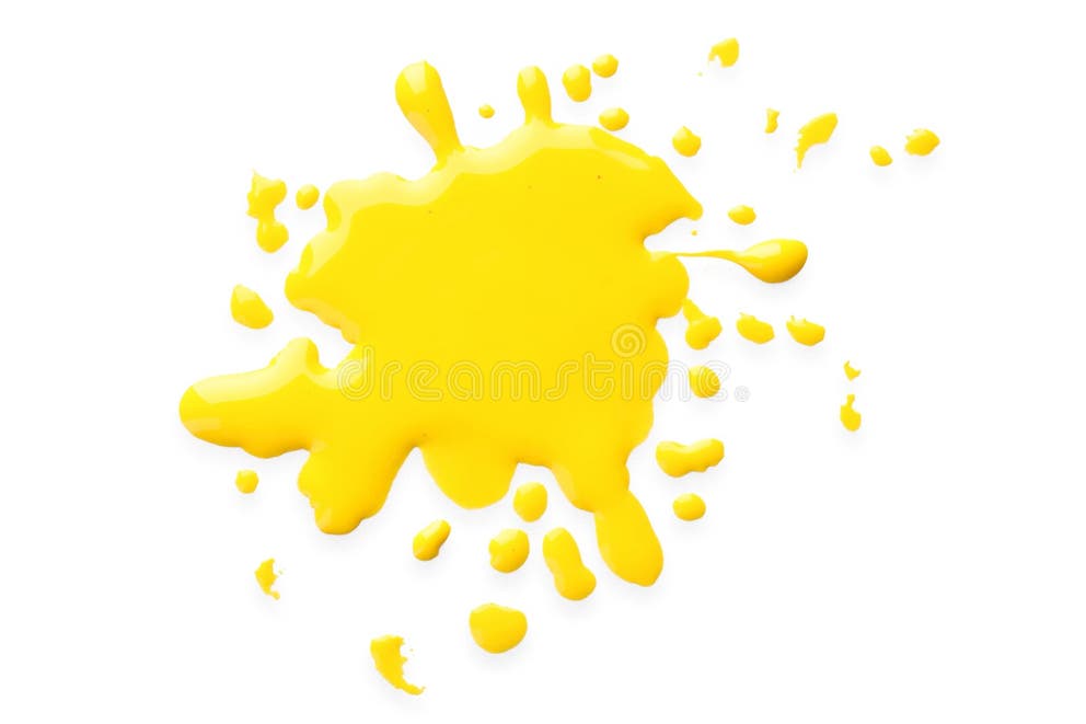 Blot of Yellow Printer Ink Isolated on White, Top View Stock Photo ...