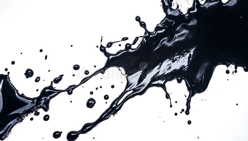 Blots of Black Liquid on White Background Stock Photo - Image of ...