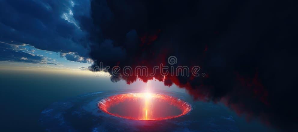 Blow Circle Hole of Hot Clouds, Fire, Smoke, Light Stock Illustration ...