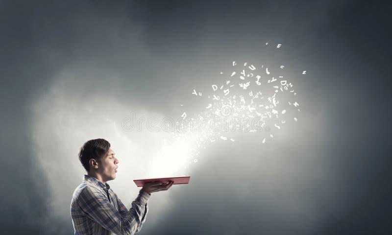 Blow dust from pages stock image. Image of educated, smart - 62305245