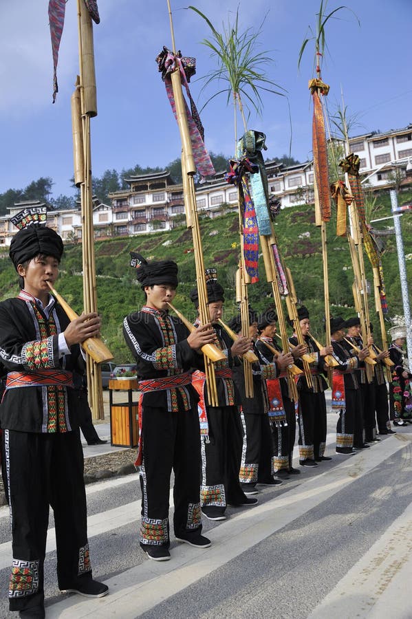 Blow Lusheng Miao Nationality Men Editorial Photo - Image of asia, miao ...