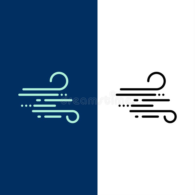 Blow, Weather, Wind, Spring Icons. Flat and Line Filled Icon Set Vector ...