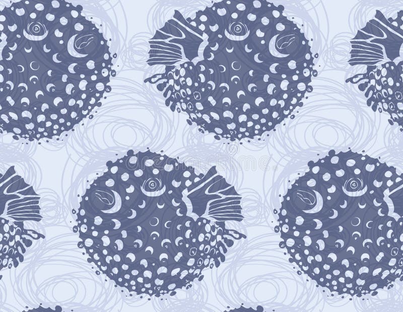 Blowfish Blue on Scribbled Bubbles Stock Vector - Illustration of ...