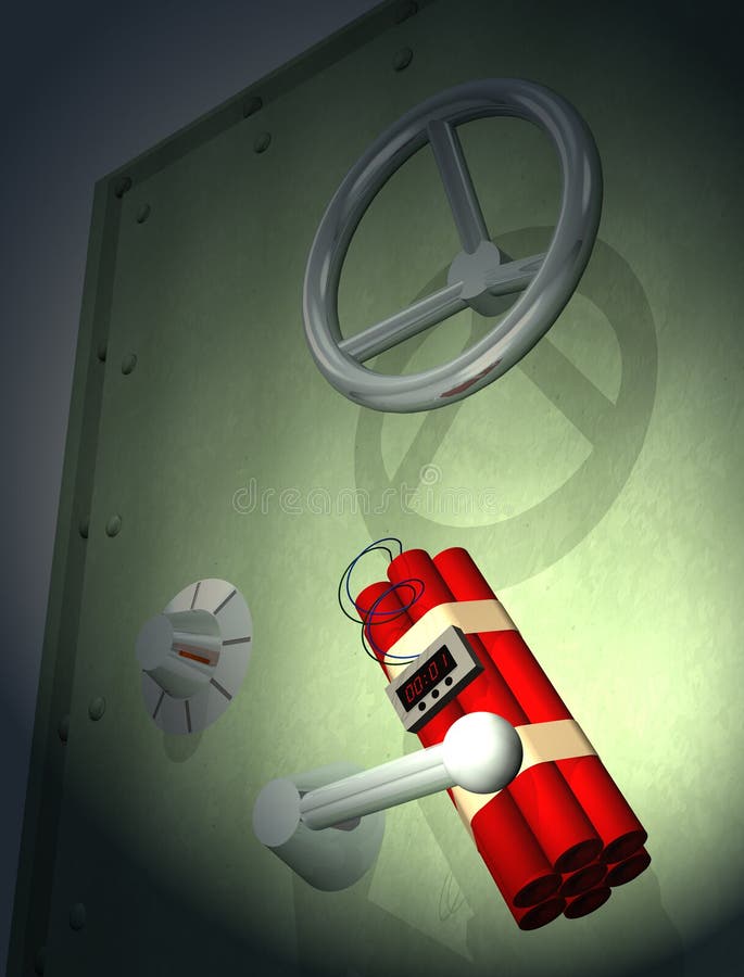 Blowing Bank Safe with Dynamite Stock Illustration - Illustration of ...