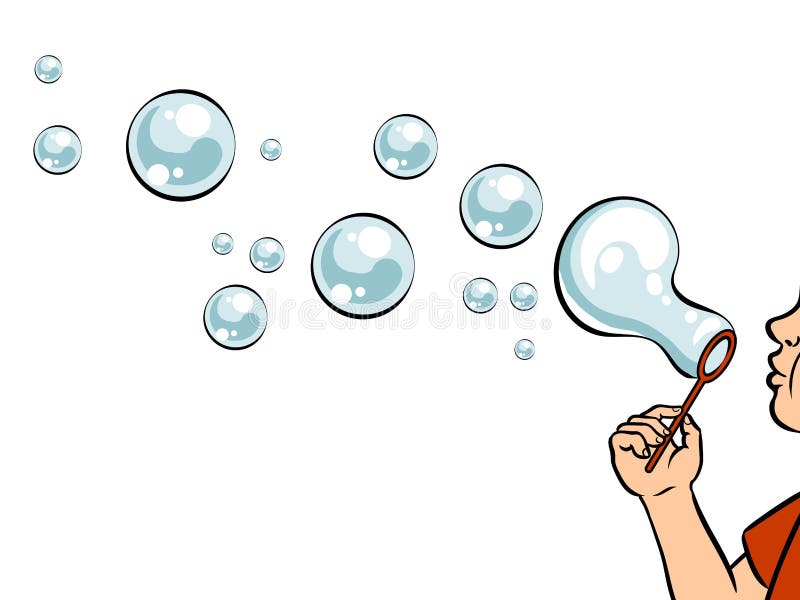 Blowing Bubbles Pop Art Vector Illustration Stock Vector - Illustration ...