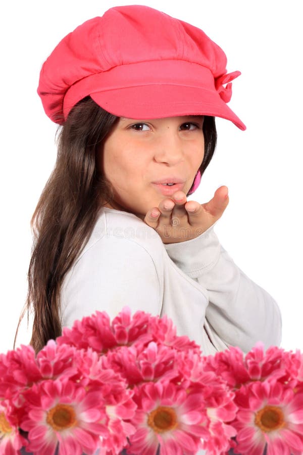 Blowing kiss and flowers stock image. Image of children - 16960077