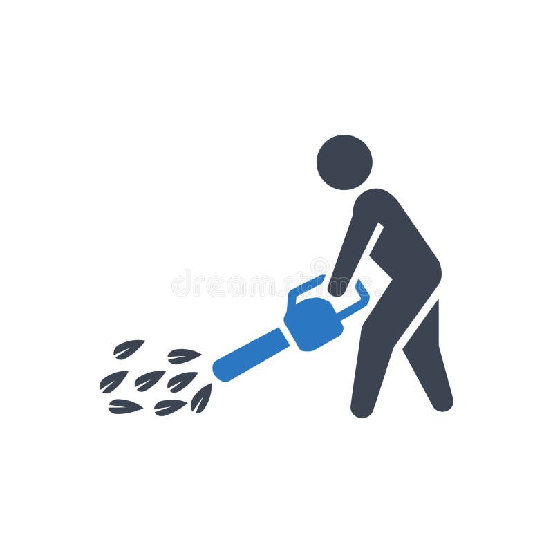 Blowing Leaves with Blower Icon Stock Vector - Illustration of yard ...