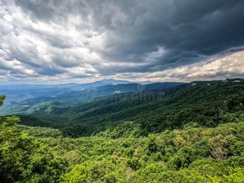 Blowing Rock Overlook Viewing Area Off Blue Ridge Parkway Scenery Stock ...