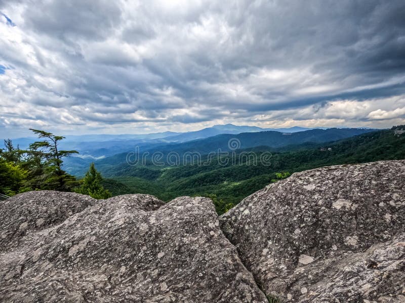 Blowing Rock Overlook Viewing Area Off Blue Ridge Parkway Scenery Stock ...