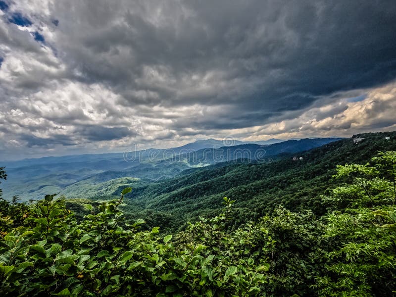 Blowing Rock Overlook Viewing Area Off Blue Ridge Parkway Scenery Stock ...