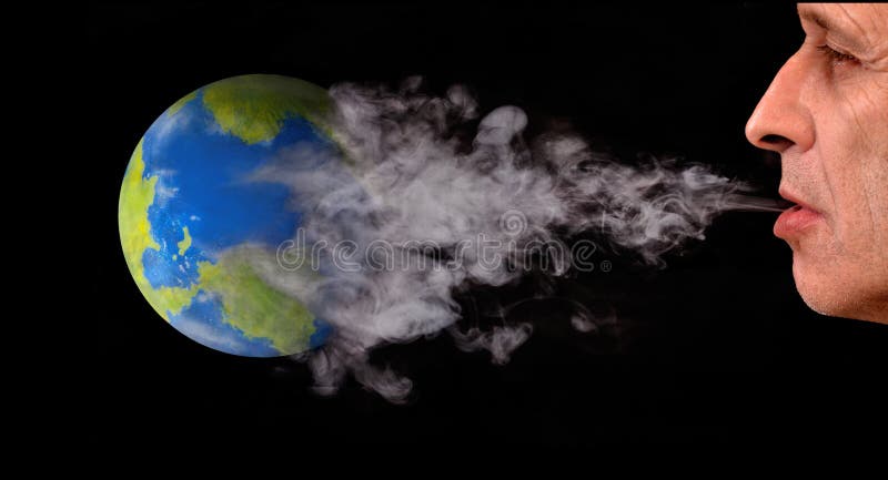 Blowing Smoke on Planet Earth Globe Stock Photo - Image of protect ...