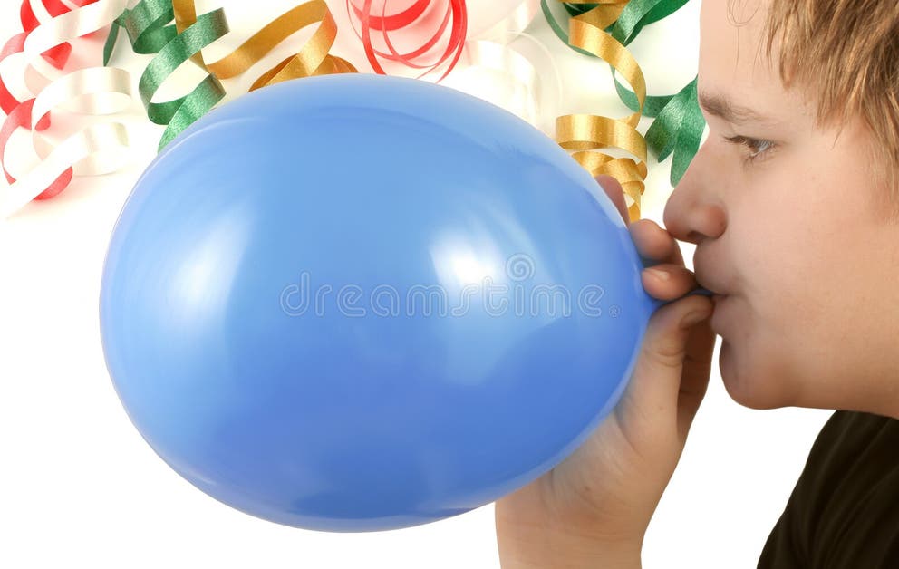Blowing up balloon stock image. Image of blow, curling - 1452509