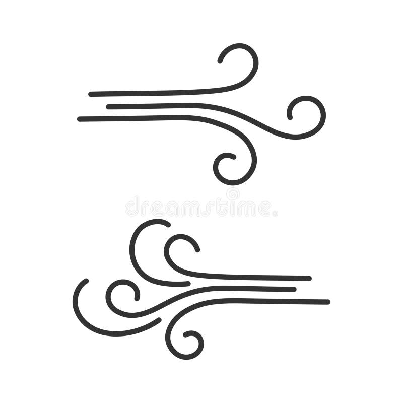 Blowing Wind Line Icon Isolated Flat Design Stock Illustration ...