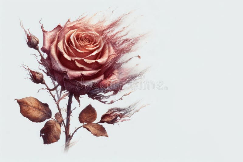 Blown Away Dried Rose. Space for Text. Stock Photo - Image of beauty ...