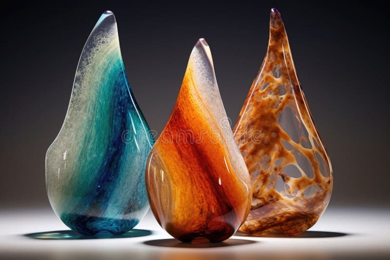 Blown Glass Sculptures with Unique Shapes Stock Image - Image of ...