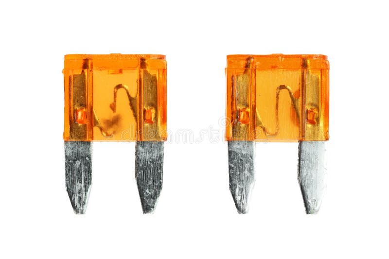 Blown and New Mini Fuses on White Background Macro View Stock Image ...