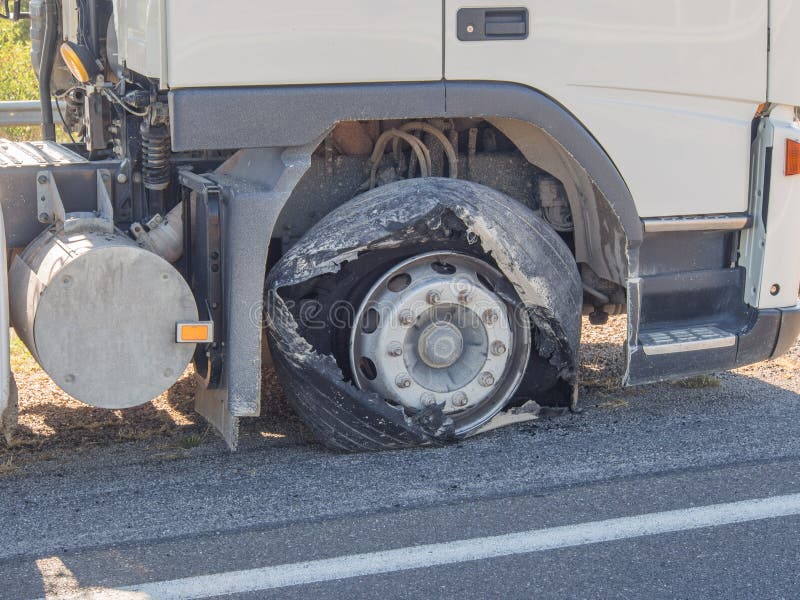 Blown truck front tire stock photo. Image of damage, exploded - 79309996