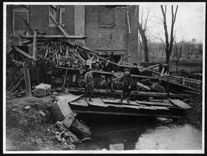 Blown Up Bridge At Nesle Which Town The British Captured Picture. Image ...