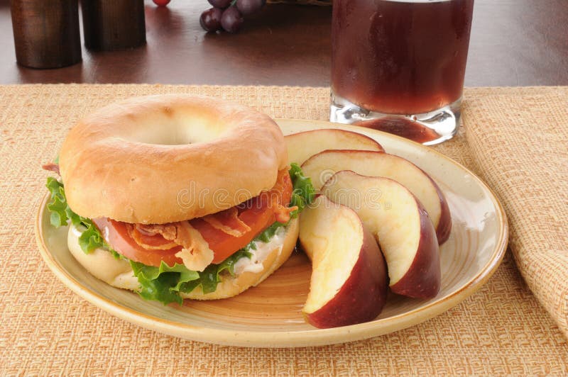 BLT sandwich with an apple stock image. Image of sliced - 25838637