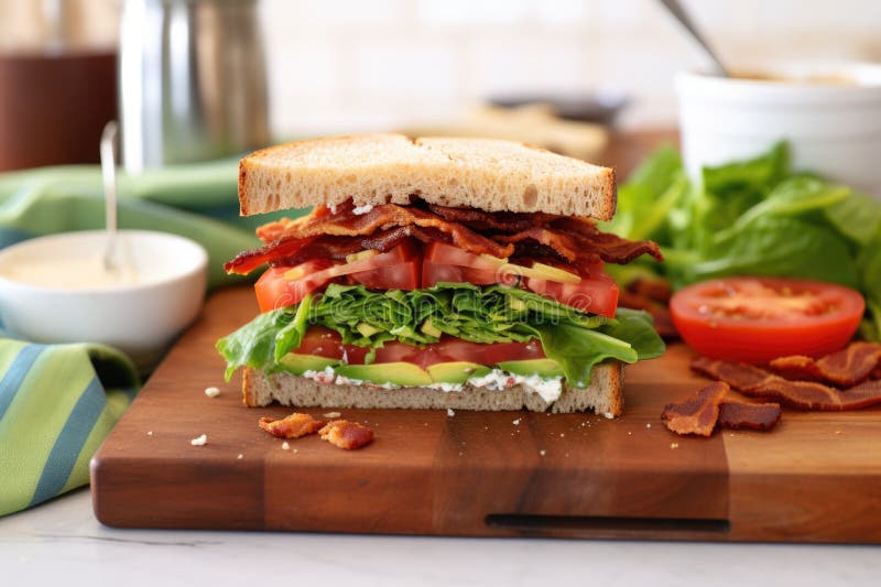 Blt Sandwich with Its Ingredients Spread Out on a Kitchen Bench Stock ...